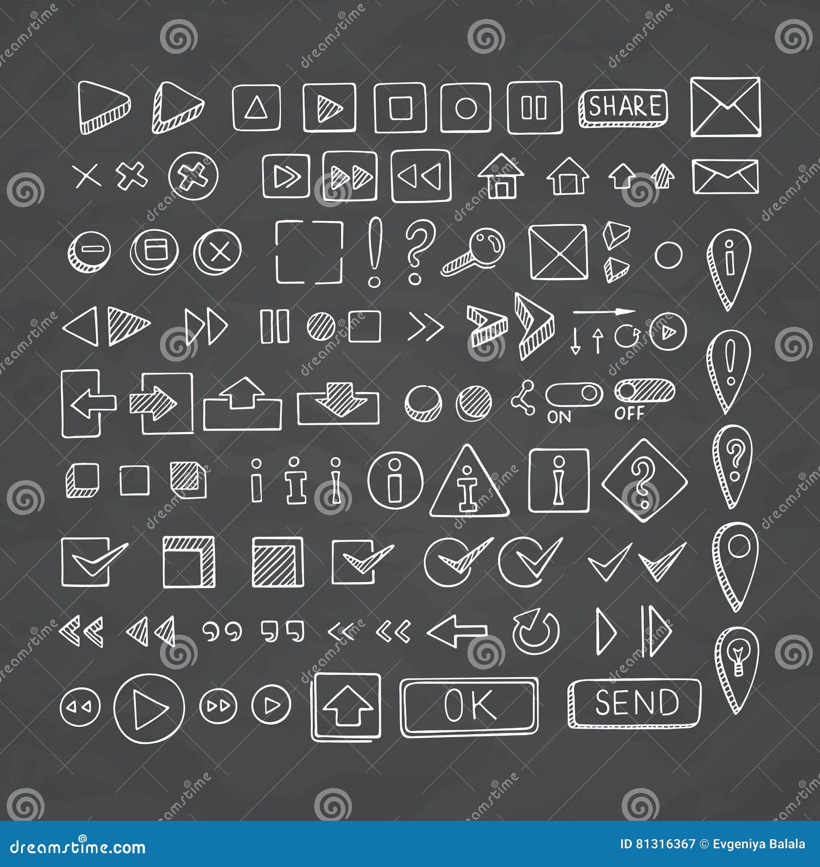 Hand Drawn Vector Icons Set Website Development Doodles Elements. Stock ...