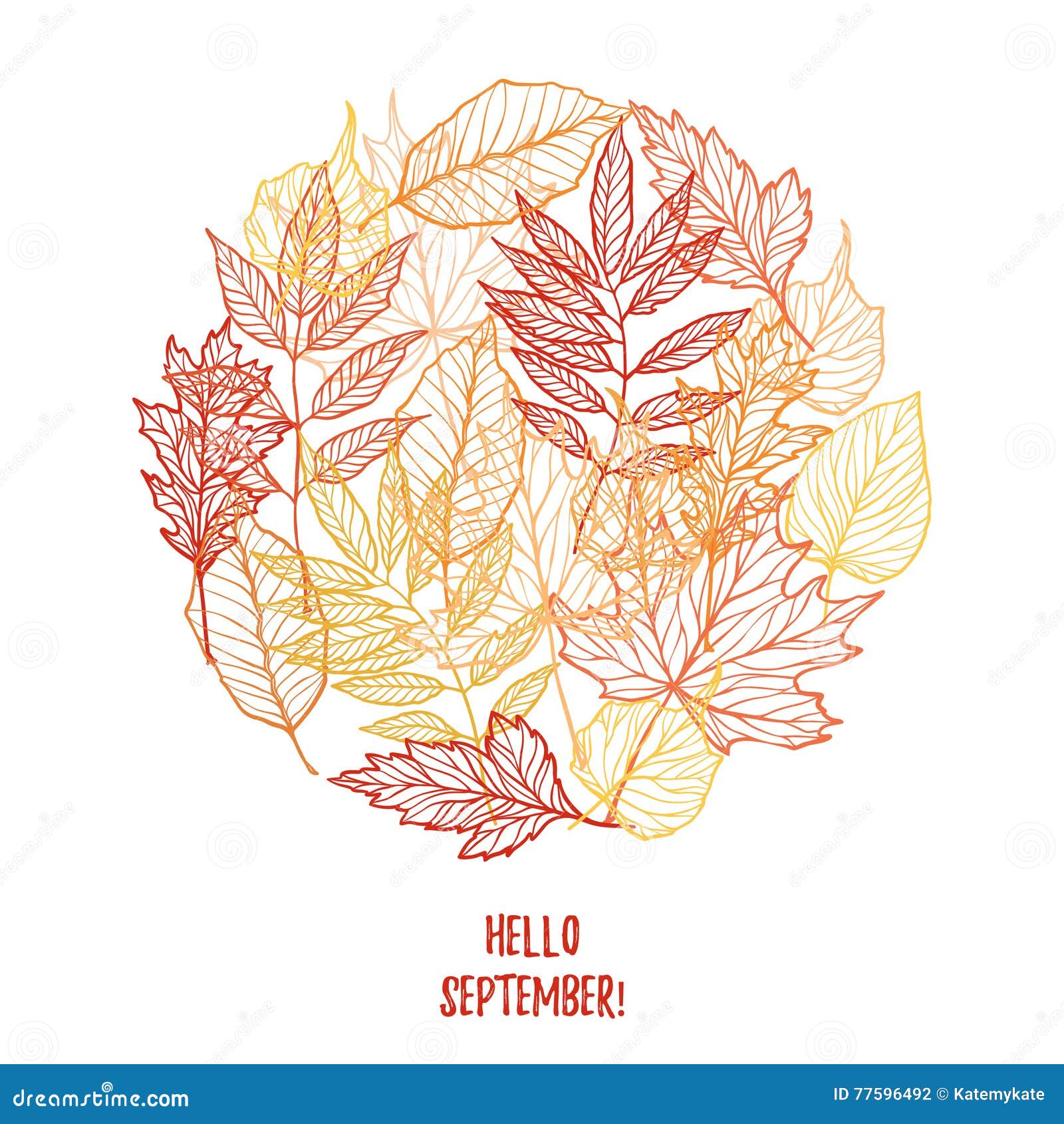 Hand Drawn Vector Illustration. Background with Fall Leaves. Autumn ...
