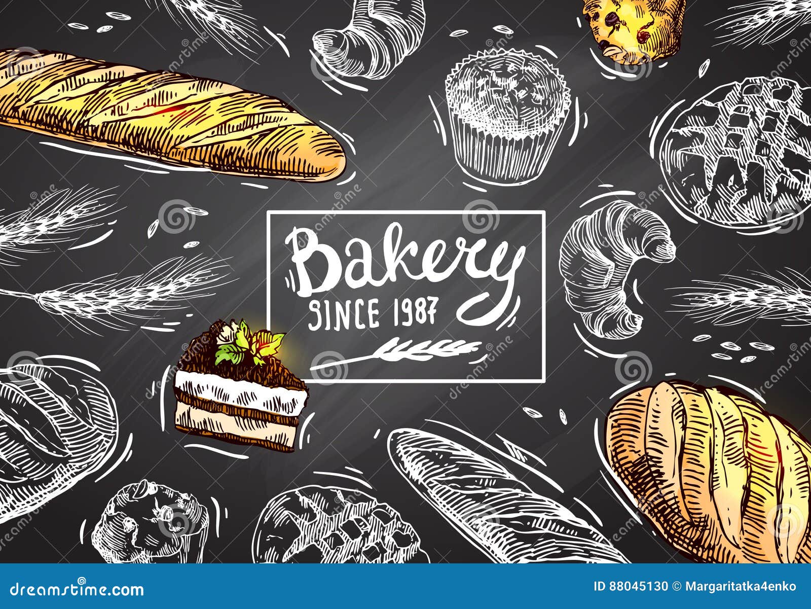 Hand Drawn Vector Illustration Bakery. Stock Vector - Illustration of ...