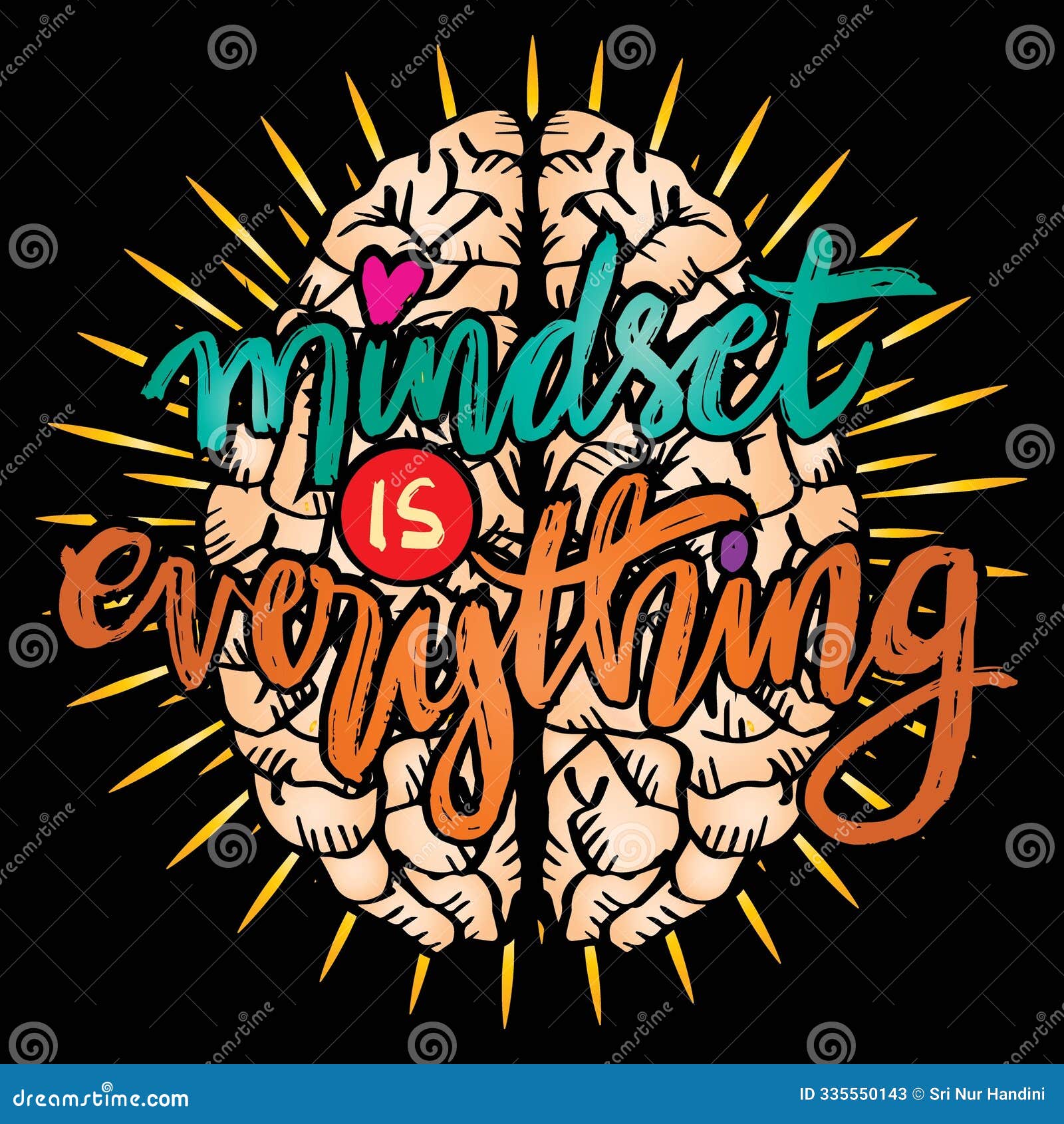 Hand Drawn Vector Illustration of a Brain with the Text Mind is ...