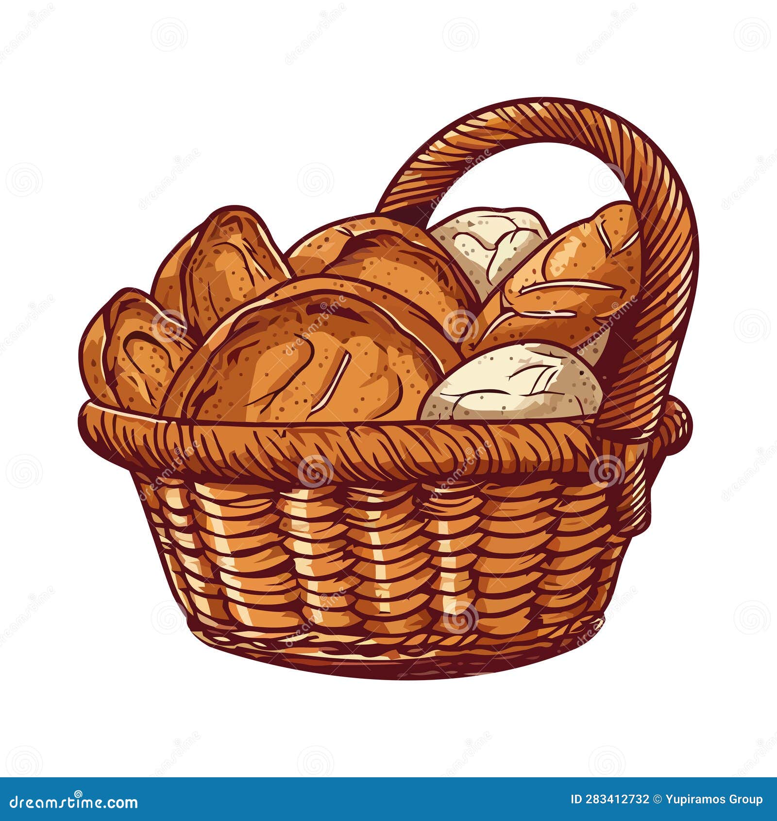 Hand Drawn Vector Illustration of Bread Basket Stock Vector ...