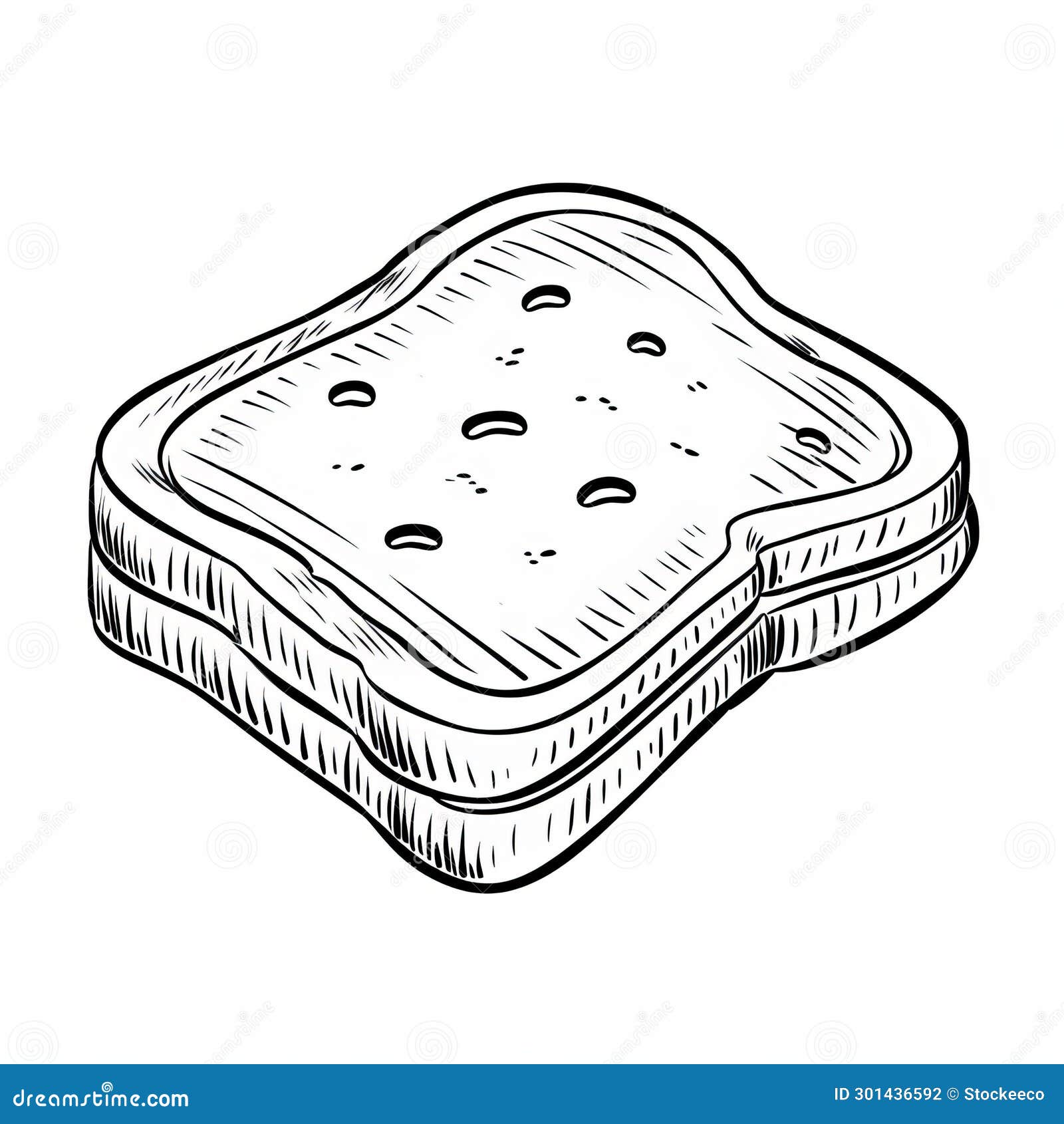 Cheesy Toast: a Delightful Sketch in Black and White Stock Illustration ...