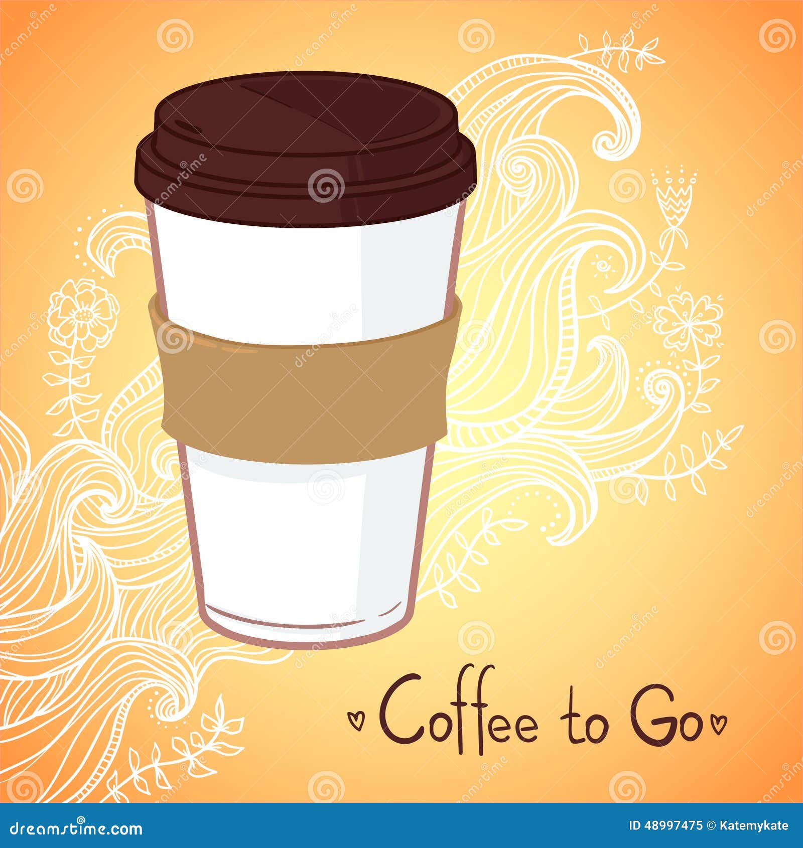 Hand Drawn Vector Illustration - Coffee To Go. Background with W Stock ...