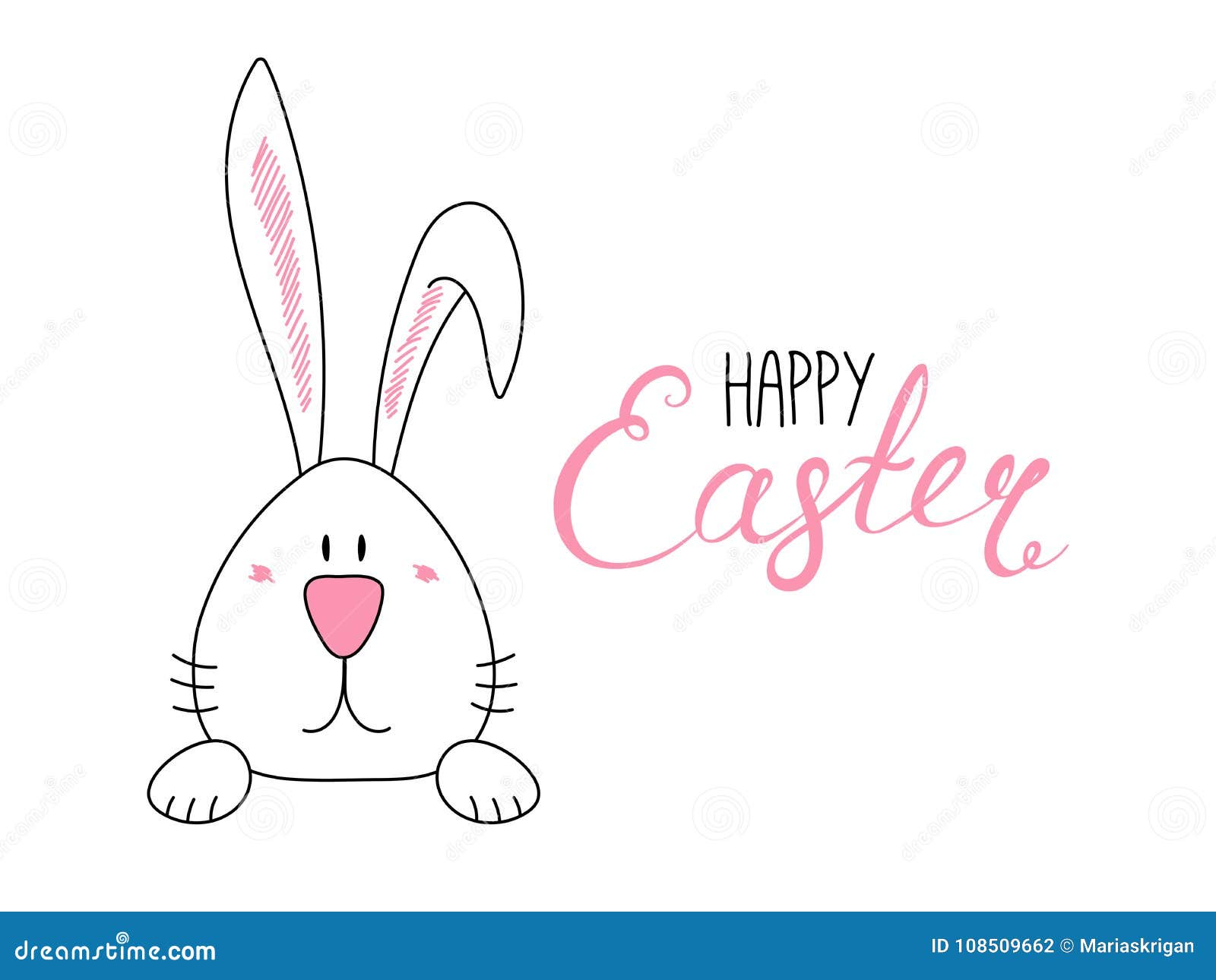 Cute Easter bunny card stock vector. Illustration of cartoon - 108509662