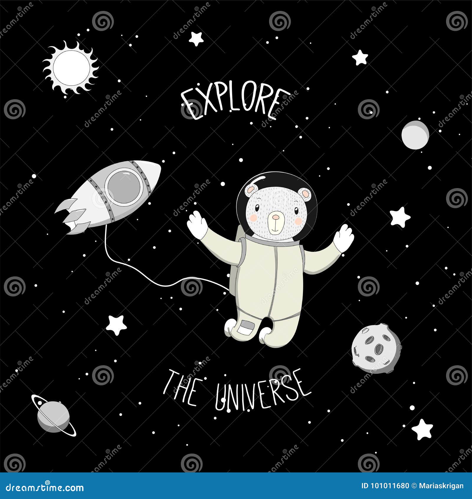 Cute astronaut poster stock vector. Illustration of graphic - 101011680