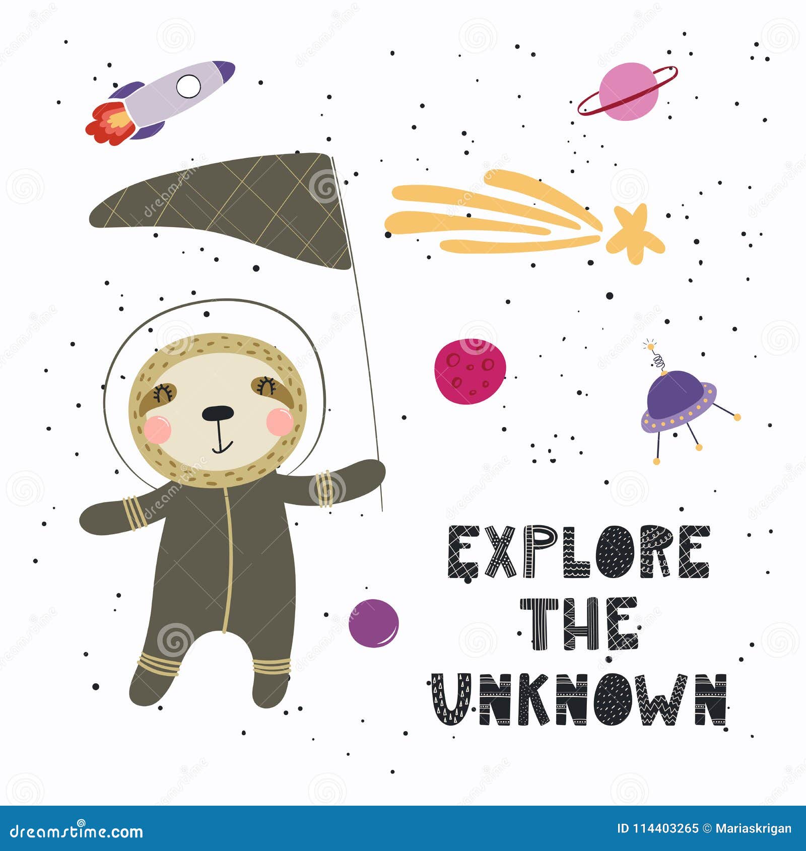 Cute sloth in space stock vector. Illustration of catching - 114403265 Cute sloth in space stock vector. Illustration of catching - 114403265