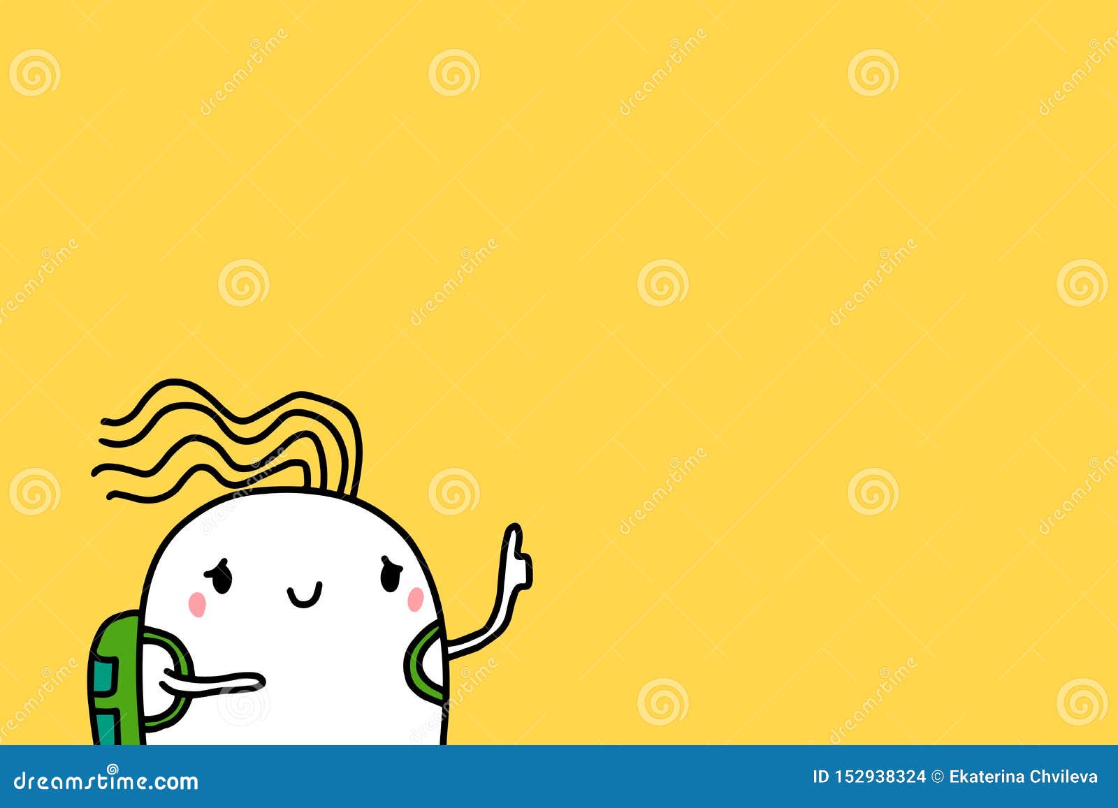 Hand Drawn Vector Illustration with Cute Student in Cartoon Style with ...