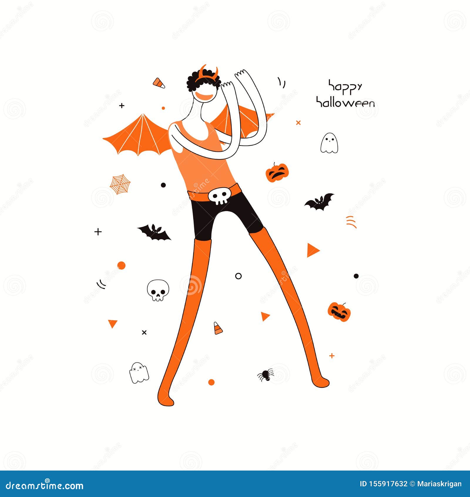 Halloween Dancing Devil Character Stock Vector - Illustration of happy ...