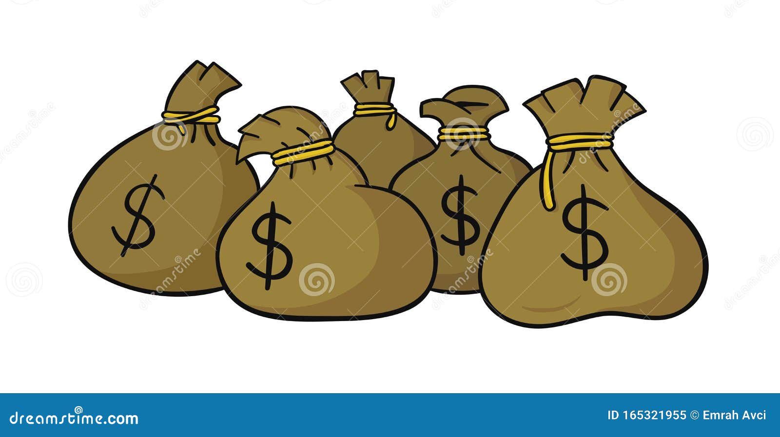 Hand Drawn Vector Illustration Dollar Money Sacks Stock Vector ...
