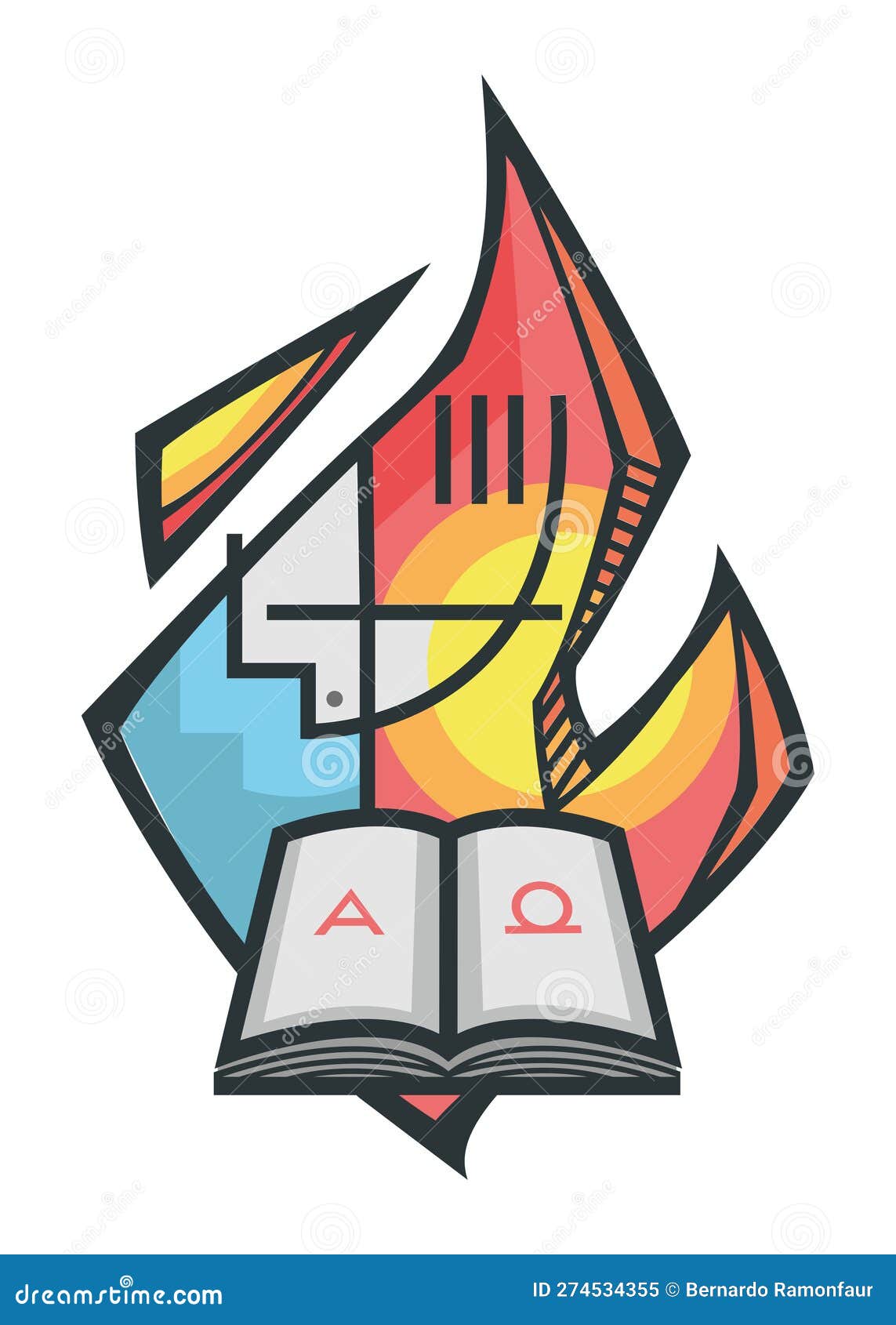 Hand Drawn Illustration of Bible and Flame Stock Vector - Illustration ...