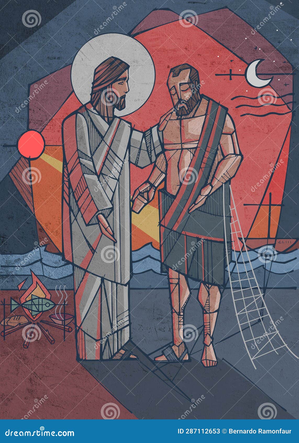 Jesus Peter Miraculous Catch Of Fish Stock Photo | CartoonDealer.com ...