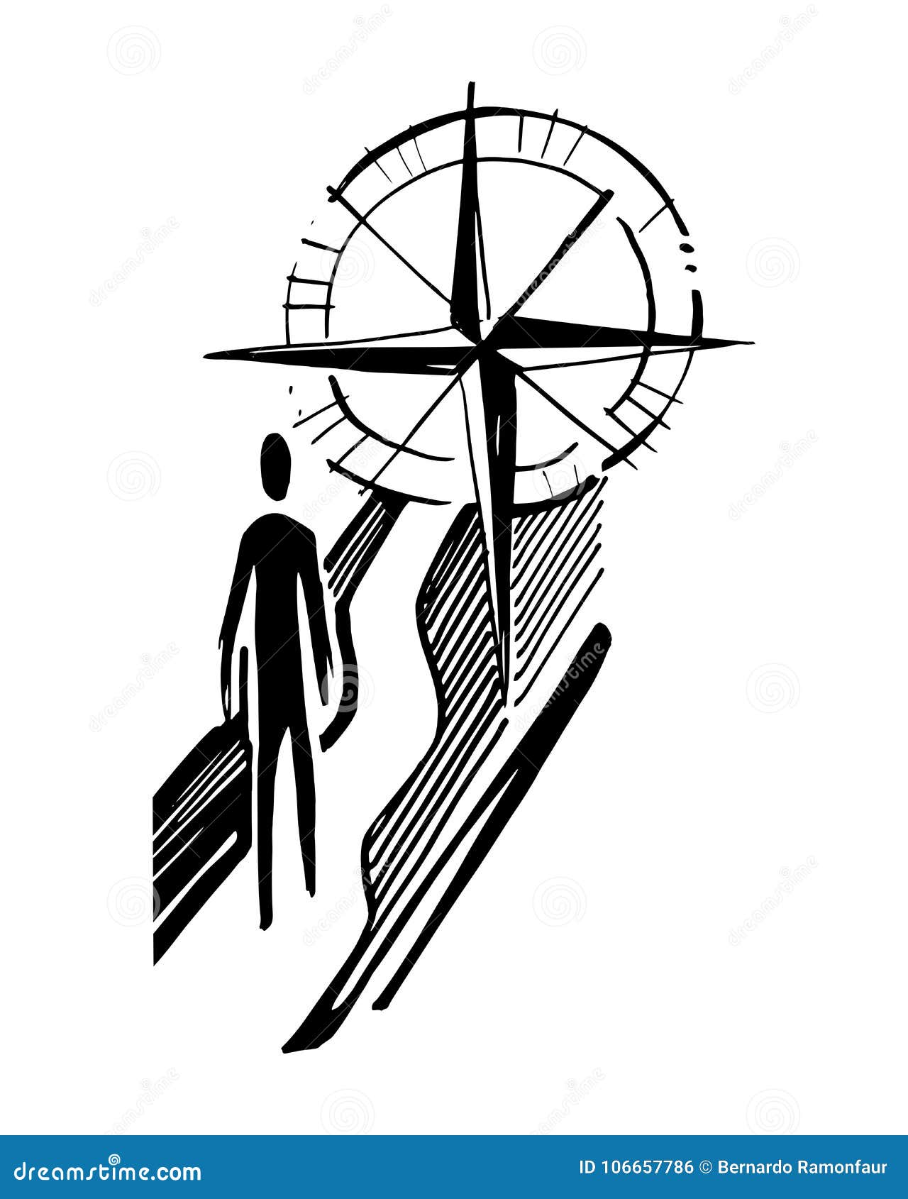 Man Silhouette with Compass Illustration Stock Vector - Illustration of ...
