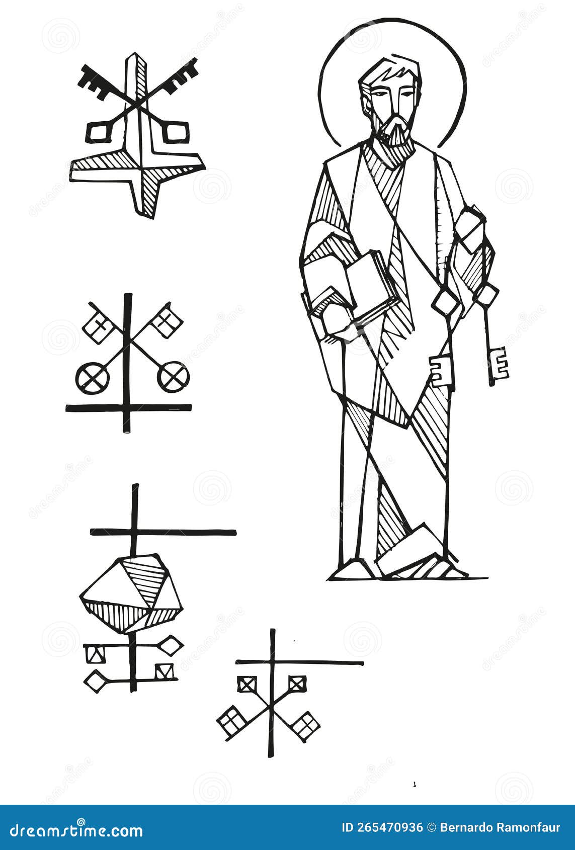 Hand Drawn Illustration of Saint Peter Stock Vector - Illustration of ...
