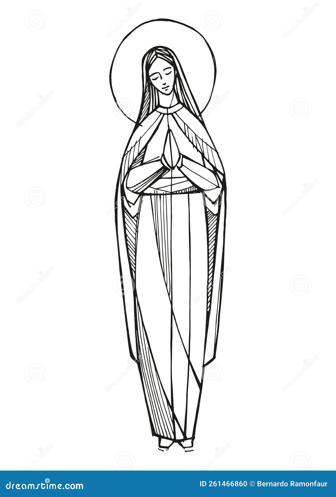 Hand Drawn Illustration of the Virgin Stock Vector - Illustration of ...