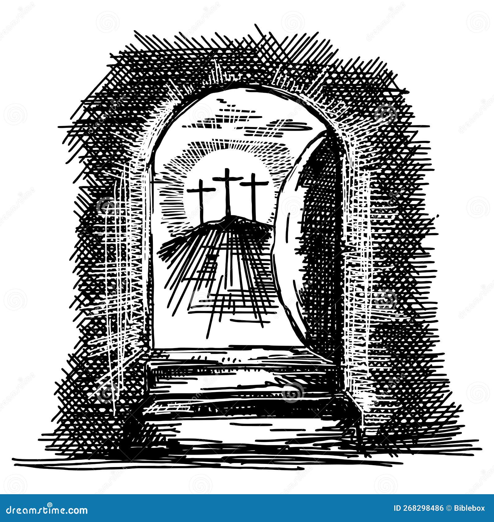 Hand-drawn Vector Illustration For Easter. A Glimpse From The Empty ...