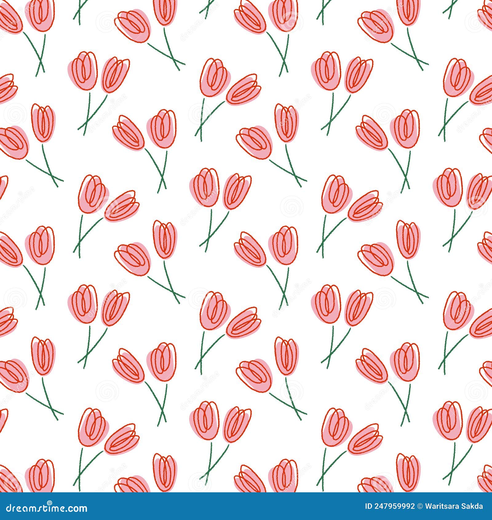 Hand Drawn Vector Illustration of Flower Pattern. Line Art Stock Vector ...