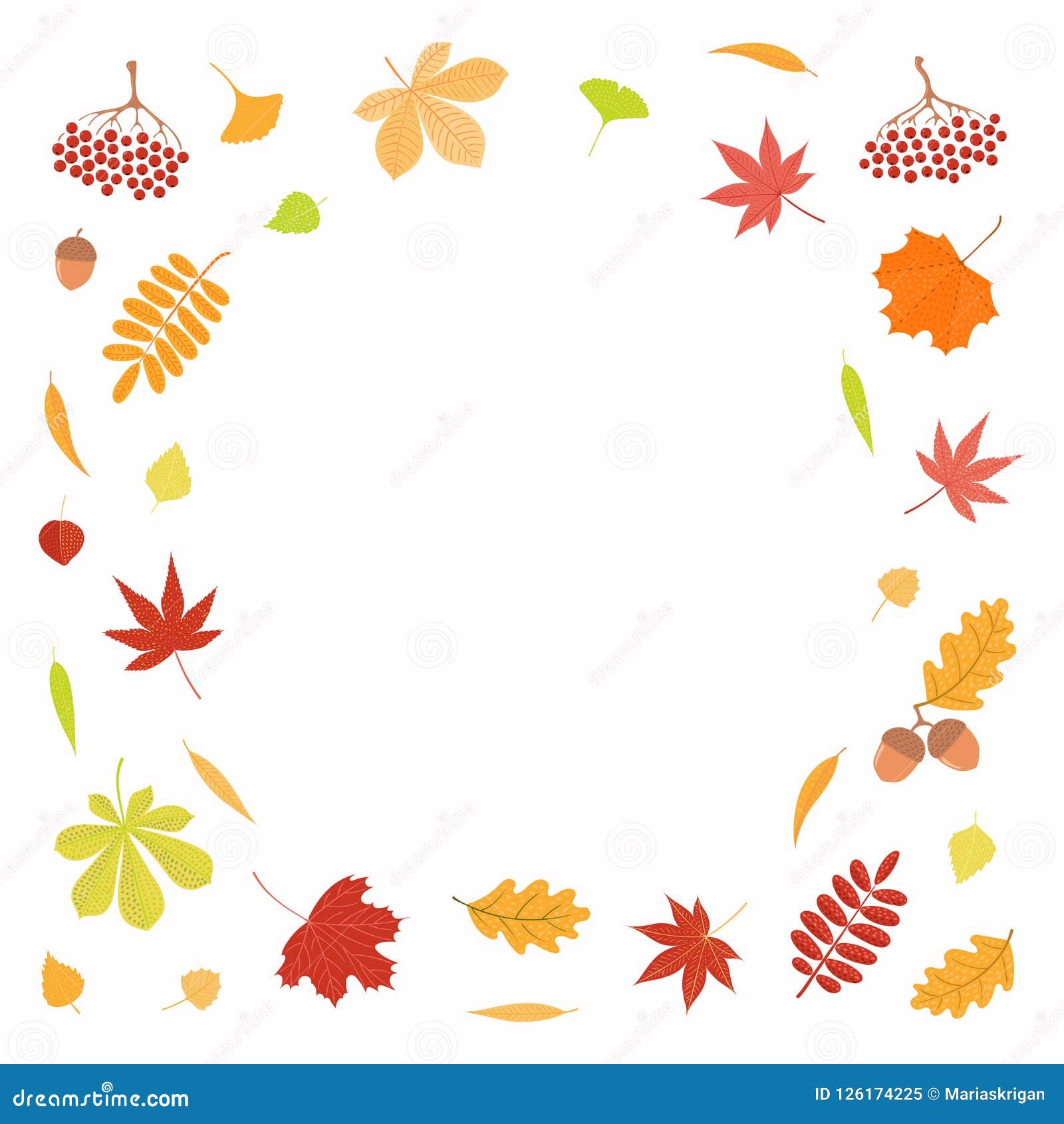 Autumn leaves frame stock vector. Illustration of cartoon - 126174225