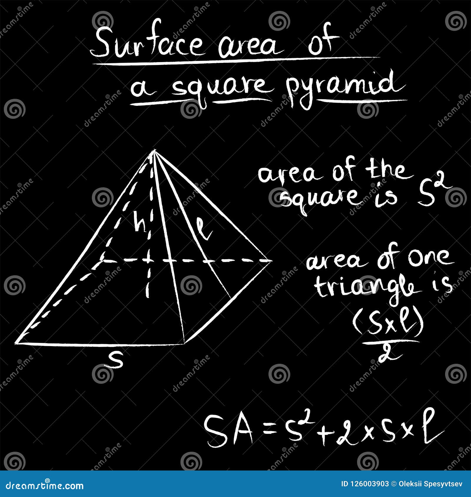 Hand Drawn Vector Illustration Of Geometrical Shape Square Pyramid In ...