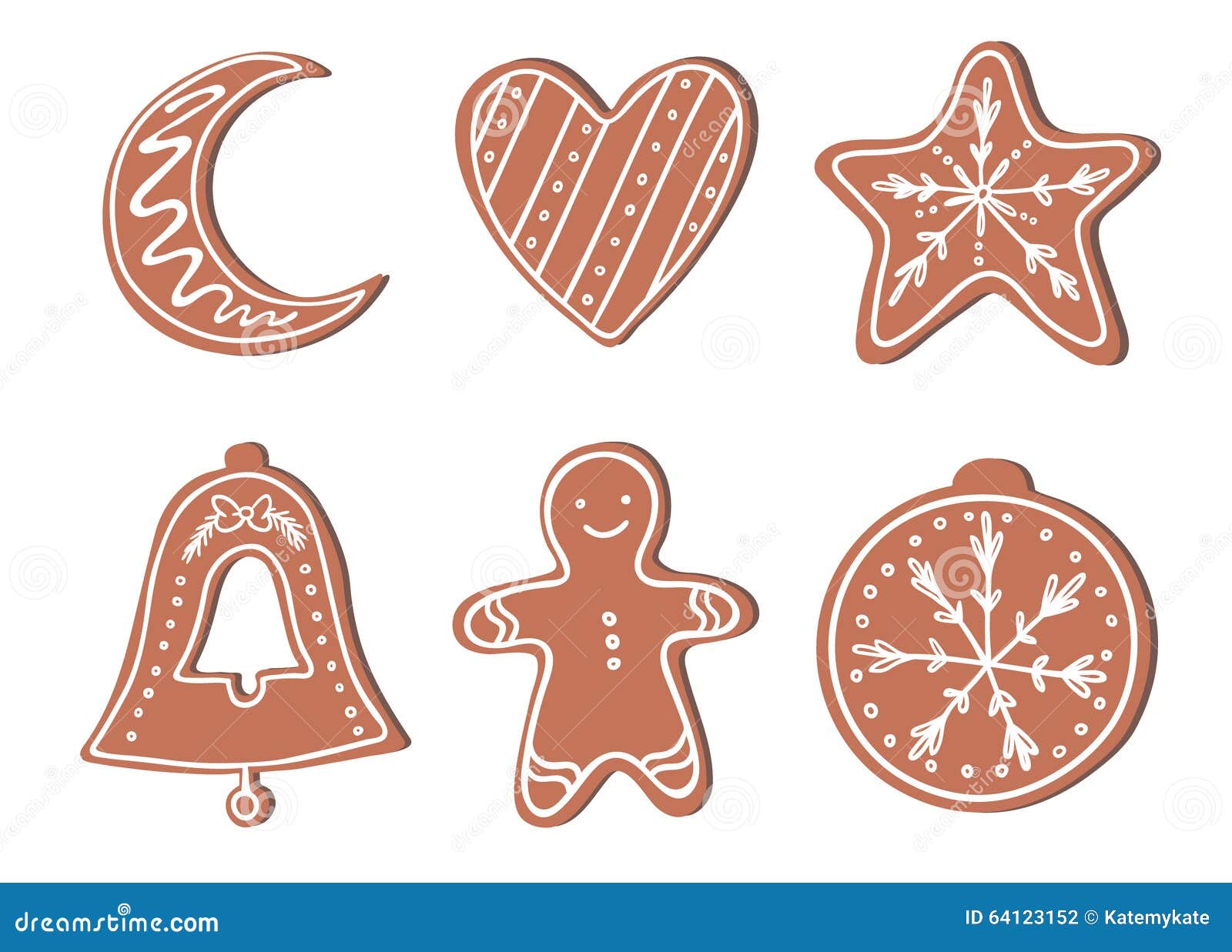 Hand Drawn Vector Illustration Gingerbread Christmas Cookies Stock