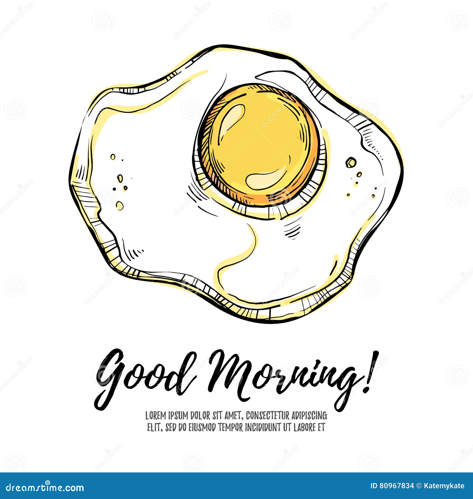 Hand Drawn Vector Illustration - Good Morning! Scrambled Eggs. Stock ...