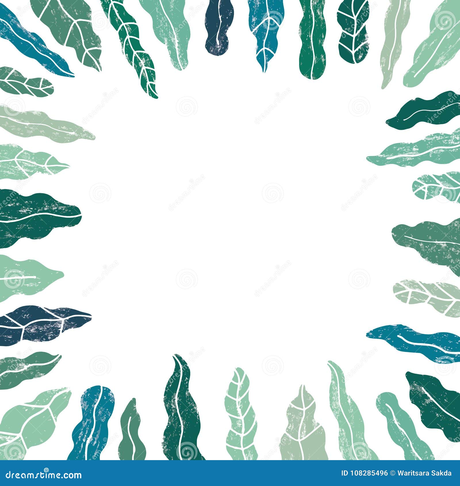 Hand Drawn Vector Illustration of Green Leaf with Blank Space for Text ...