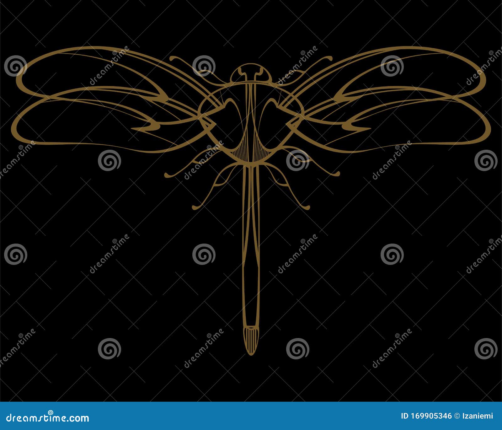 Stylized Dragonfly in Art Deco Style. Stock Vector - Illustration of ...