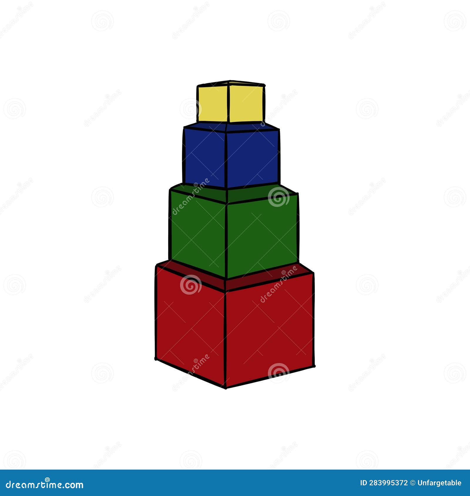 Hand Drawn Vector Illustration of Kids Cubes, Color Illustration Stock ...