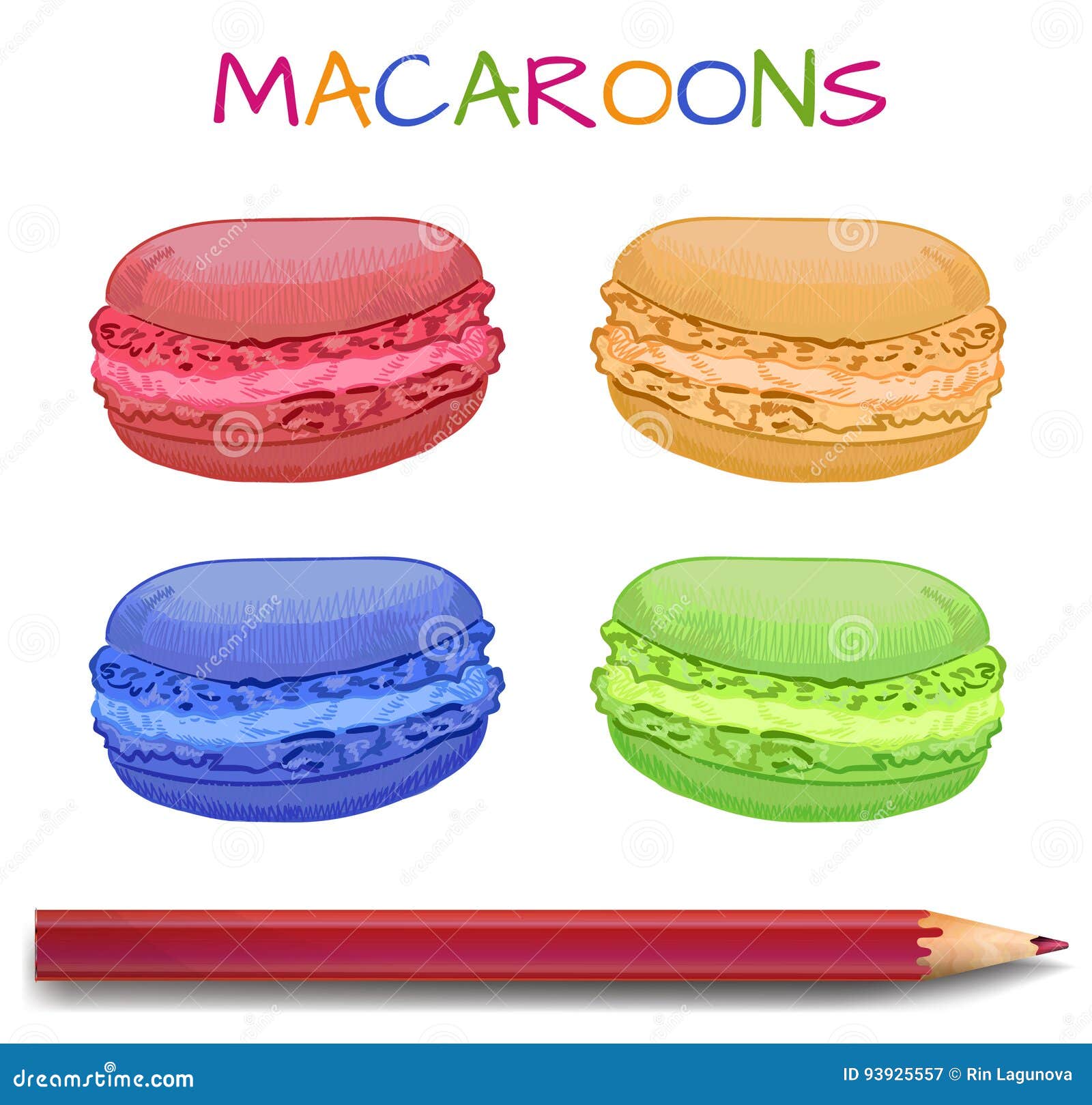 Hand-drawn VECTOR Illustration of Macaroons with Pencil Stock Vector ...