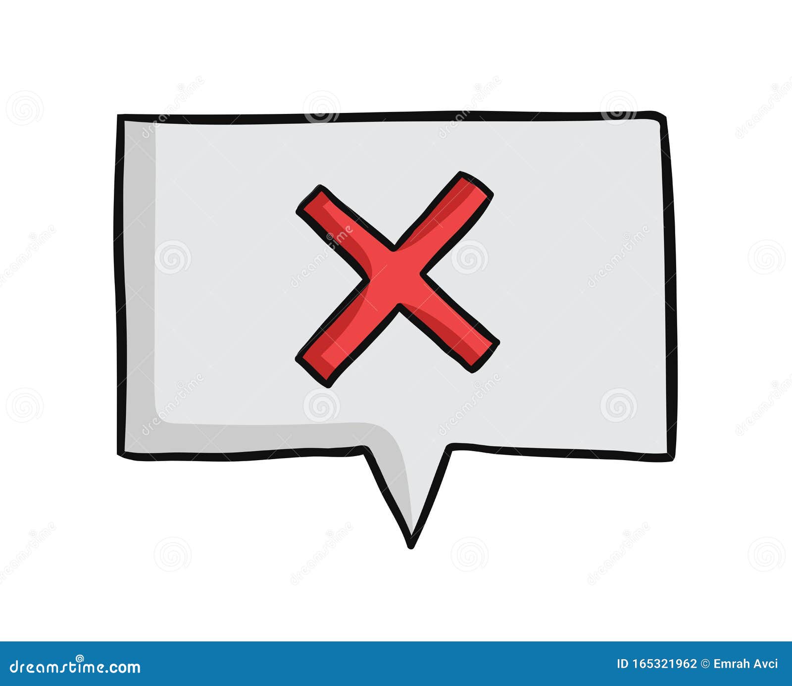 Hand Drawn Vector Illustration X Mark Inside Speech Bubble Stock Vector ...