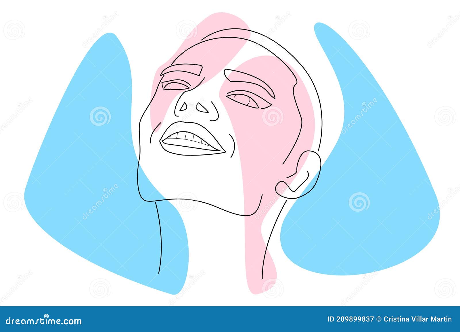 Hand Drawn Vector Illustration in Modern Abstract Style of a Happy Non ...