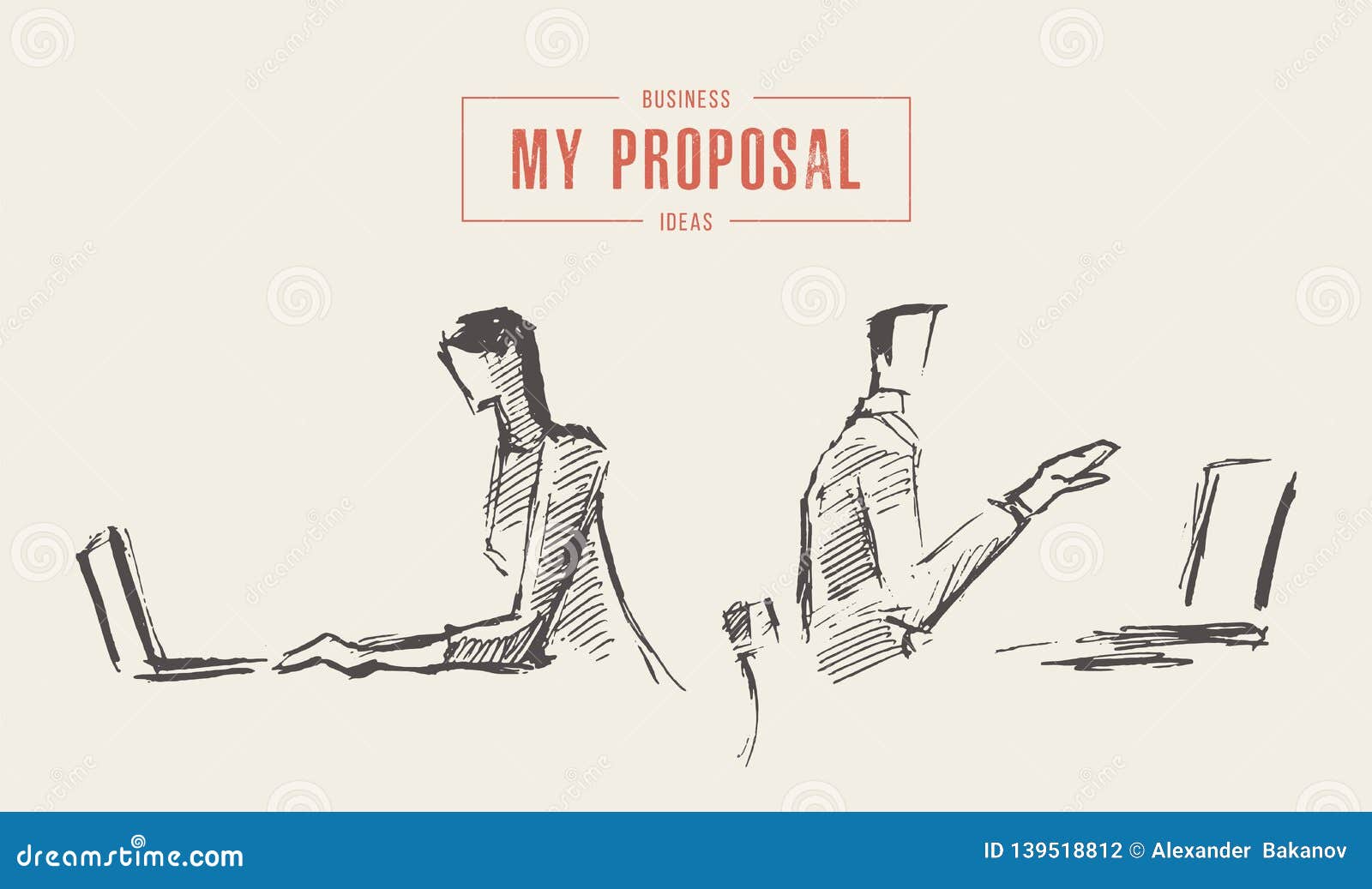 Vector Office Workers Sitting Laptops Job Sketch Stock Vector ...