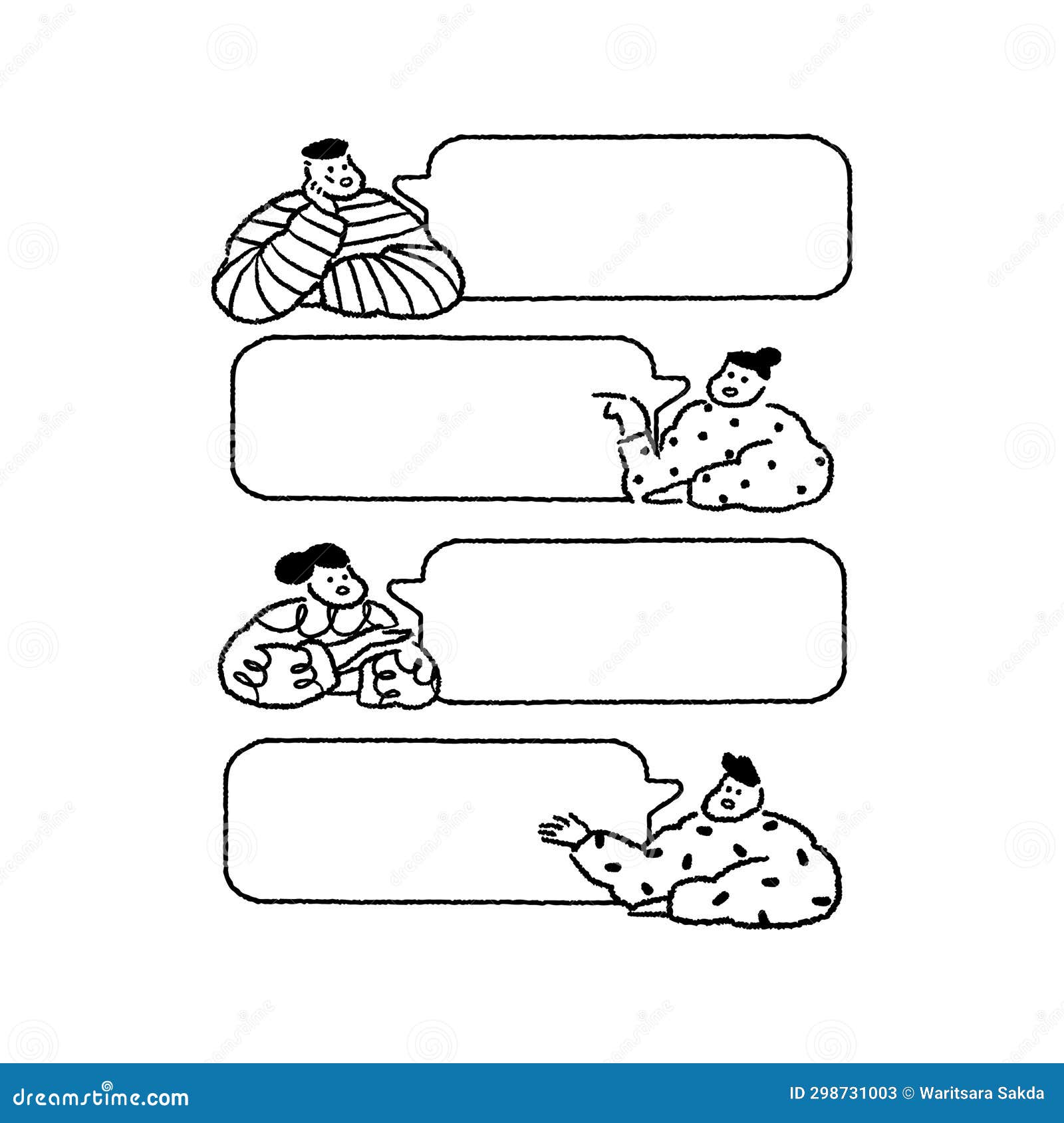 Hand Drawn Vector Illustration of People Talking with Speech Bubbles in ...