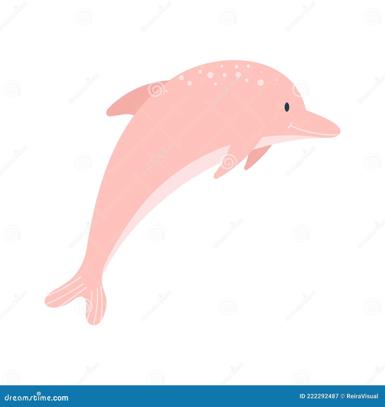 Hand Drawn Vector Illustration of Pink Dolphin Isolated on White ...
