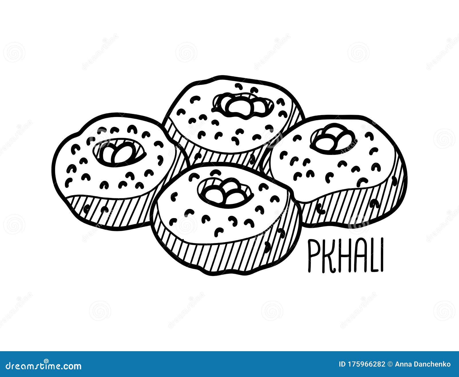 Hand Drawn Vector Illustration of Pkhali. Stock Vector - Illustration ...
