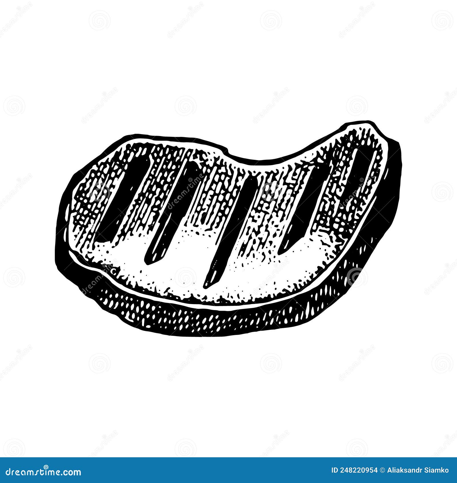 Hand Drawn Vector Illustration of Raw Meat Stock Vector - Illustration ...