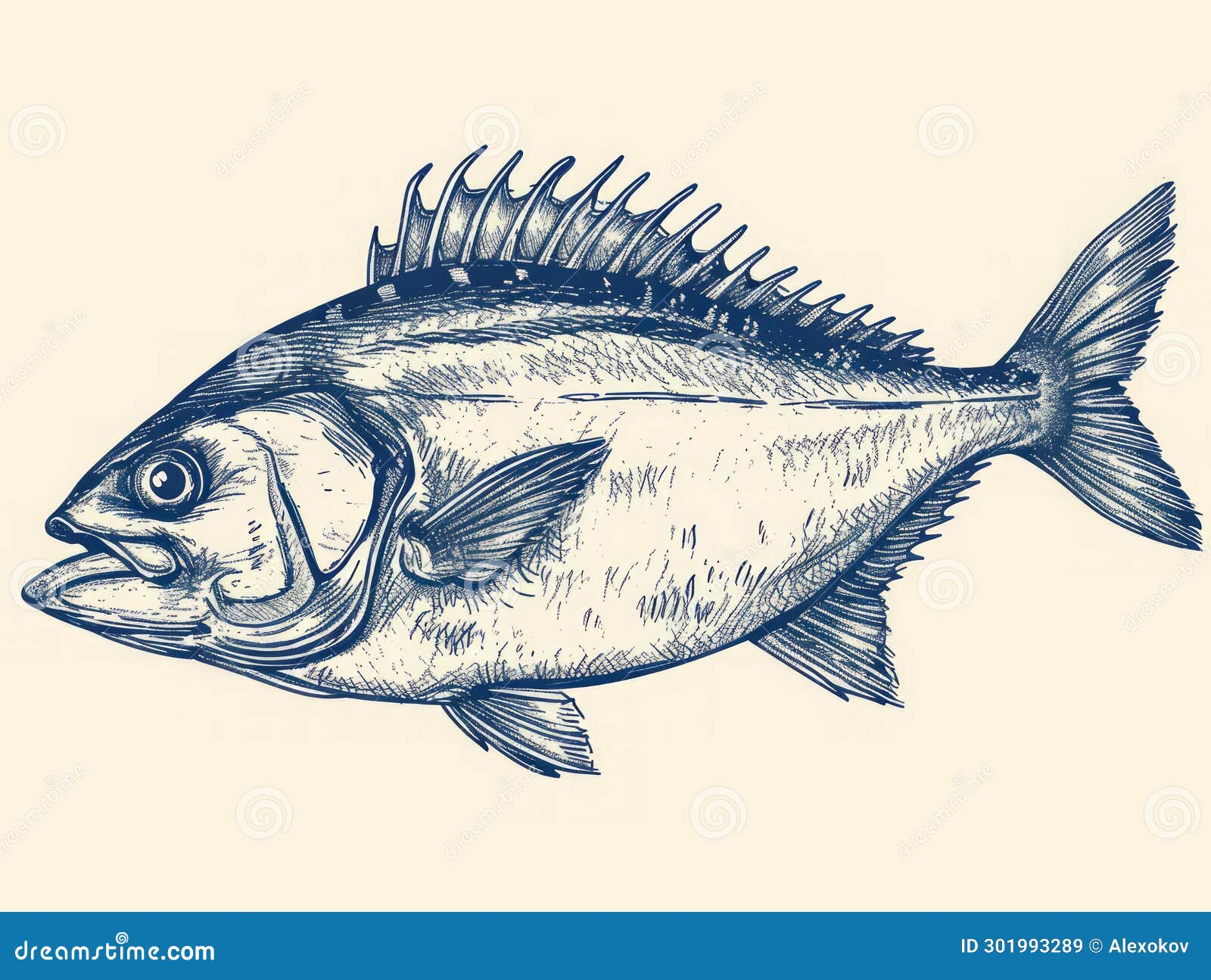 Hand Drawn Vector Illustration of a Sea Bream. Engraved Style Stock ...