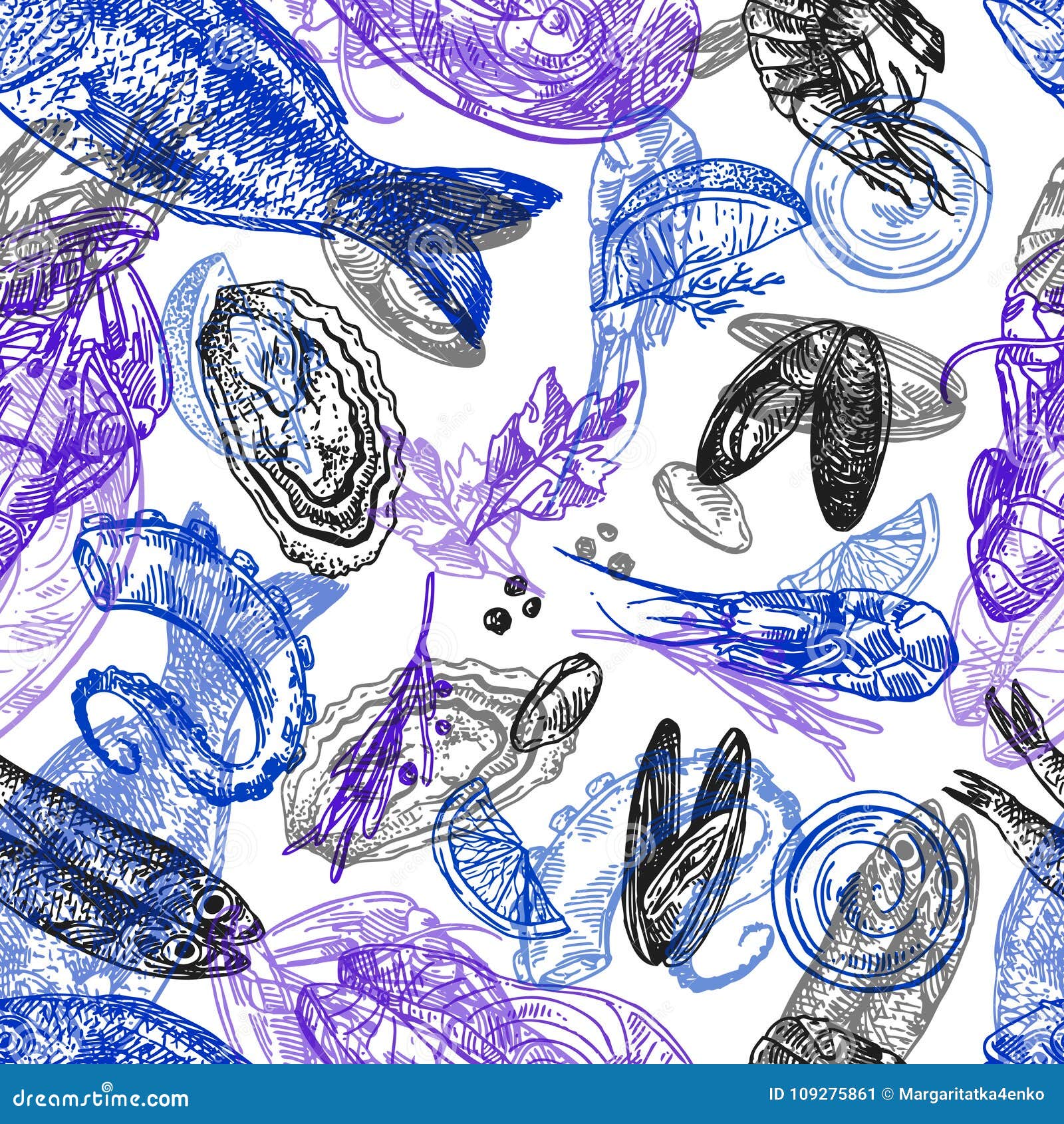 Hand Drawn Vector Illustration Sea Food. Vintage Sketch Style. Stock ... Hand Drawn Vector Illustration Sea Food. Vintage Sketch Style. Stock ...