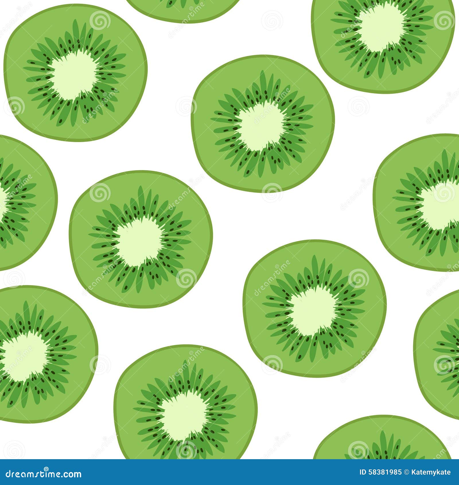 Hand-drawn Vector Illustration - Seamless Pattern with Kiwi. Stock ...