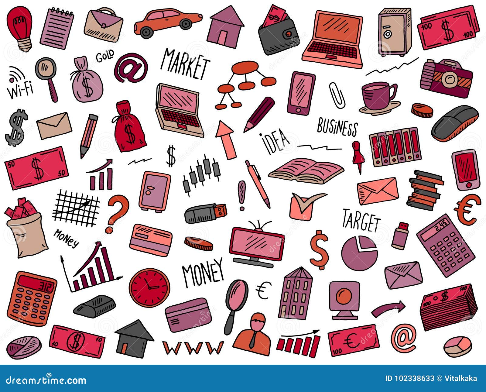 Business doodles set stock vector. Illustration of email - 102338633