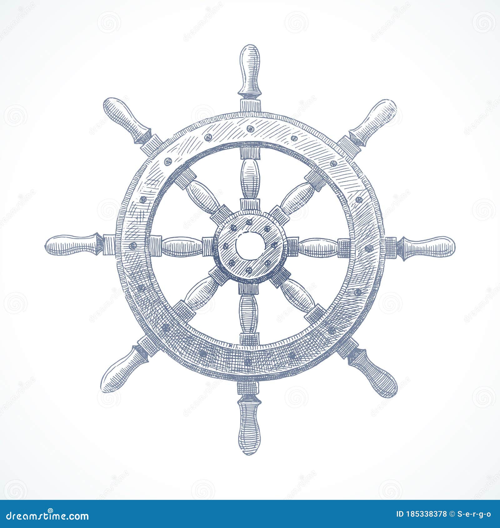 Hand Drawn Illustration - Ship Steering Wheel | CartoonDealer.com ...