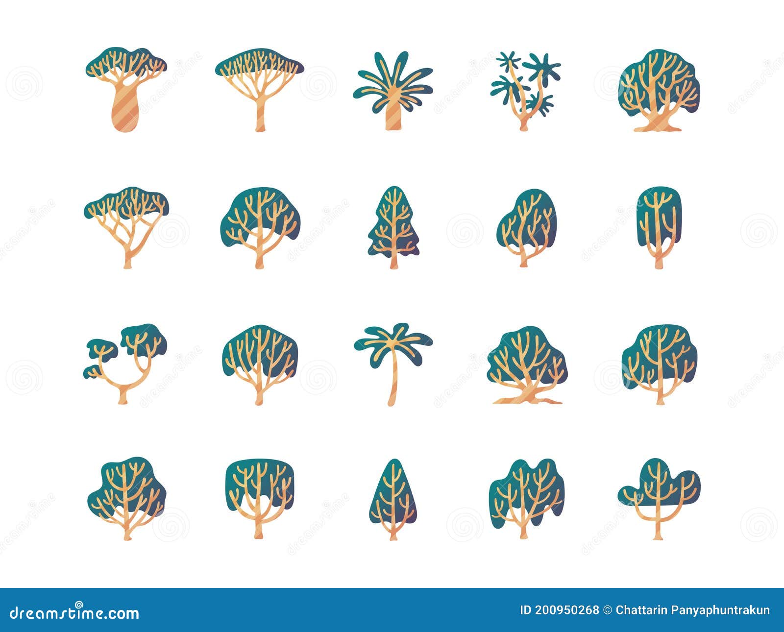 Hand Drawn Vector Illustration of Side View Tree Isolated on White ...
