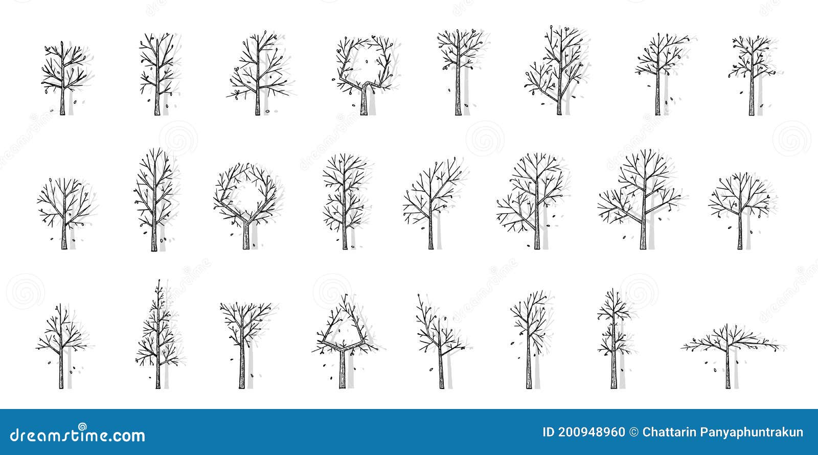 Hand Drawn Vector Illustration of Tree Isolated on White Background ...