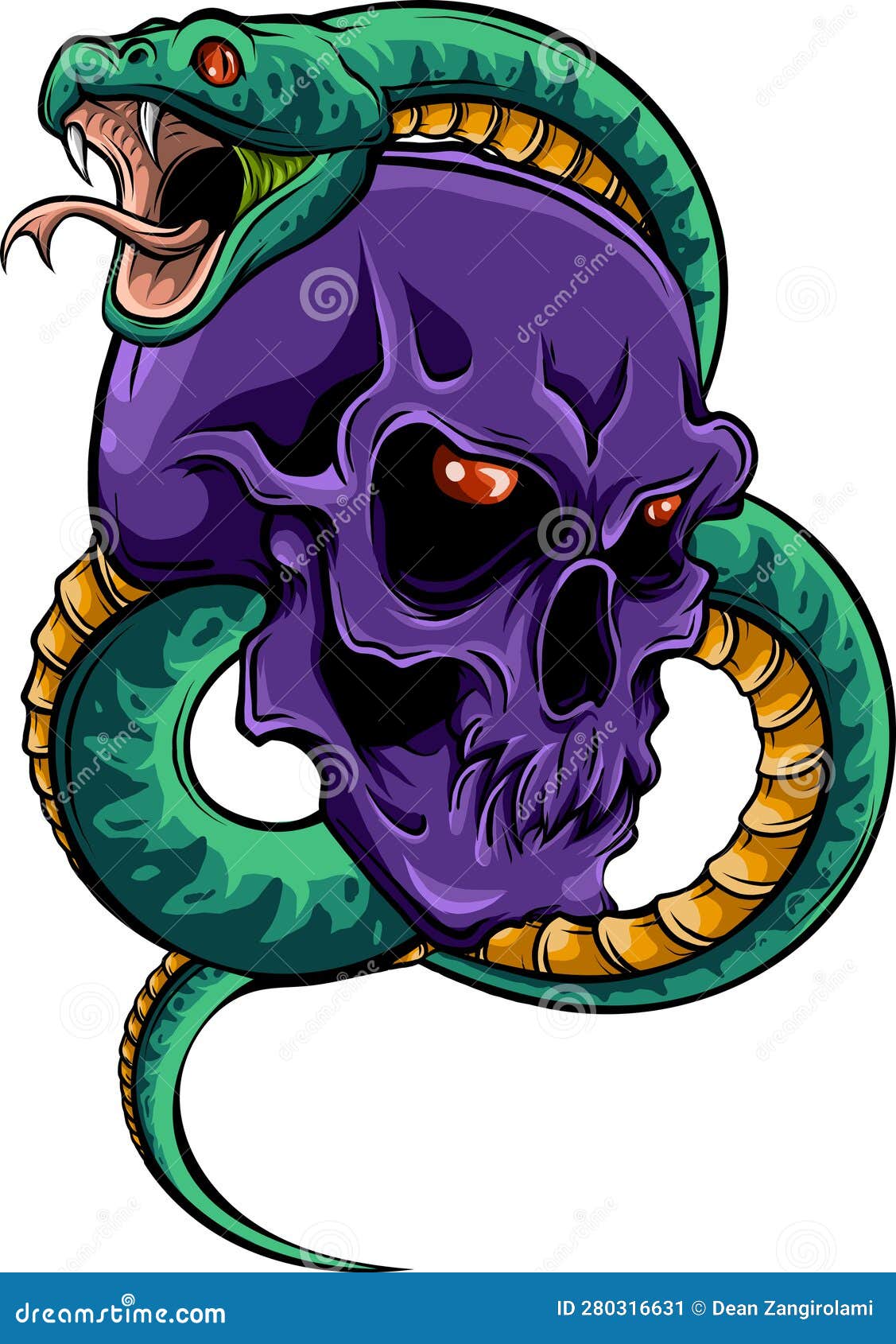 Colorful Hand Drawn Vector Illustration of Snake Stock Vector ...