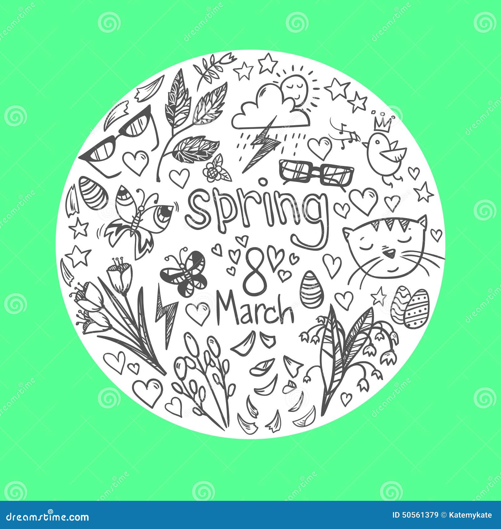 Hand-drawn Vector Illustration - Spring Icons. Doodle Set Stock Vector ...