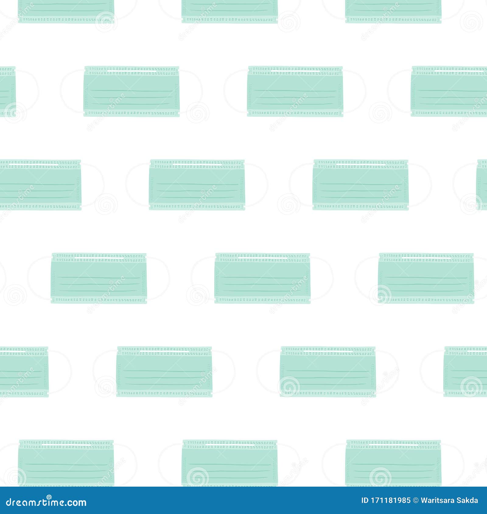 Hand Drawn Vector Illustration of Surgical Mask Pattern. Stock Vector ...