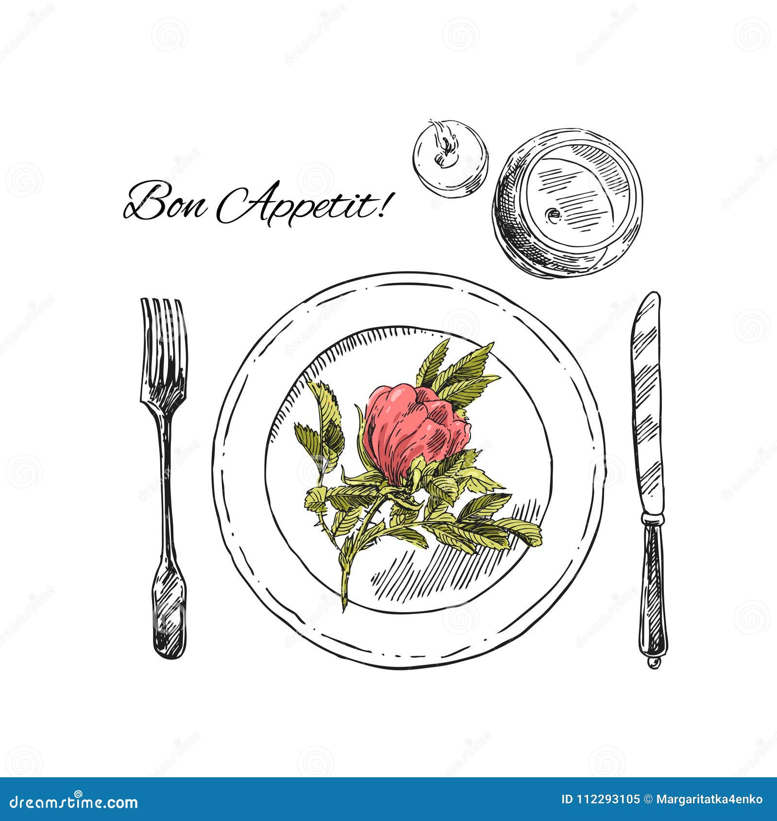 Hand Drawn Vector Illustration Table Setting Stock Vector ...