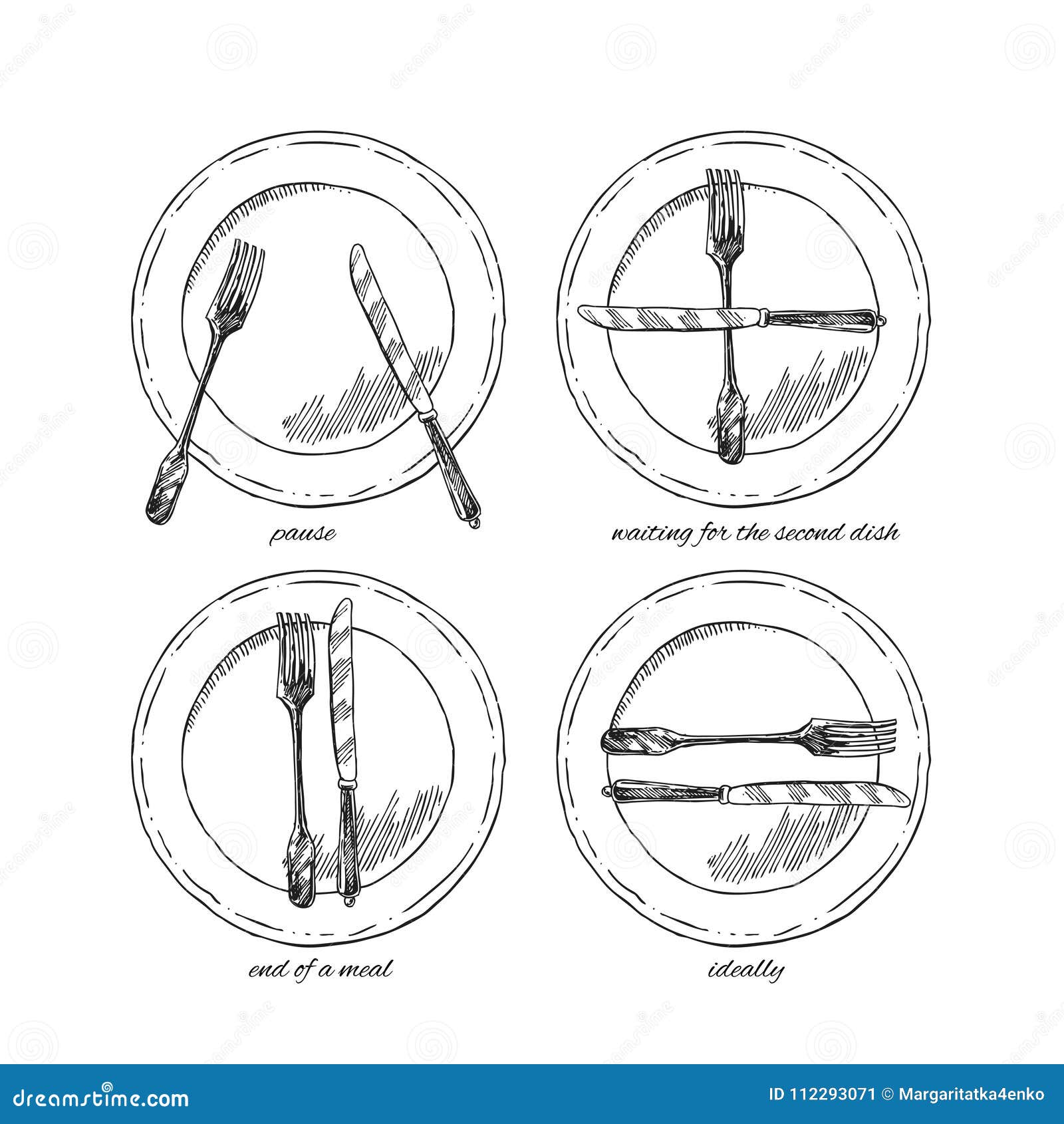 Hand Drawn Vector Illustration Table Setting Stock Vector ...