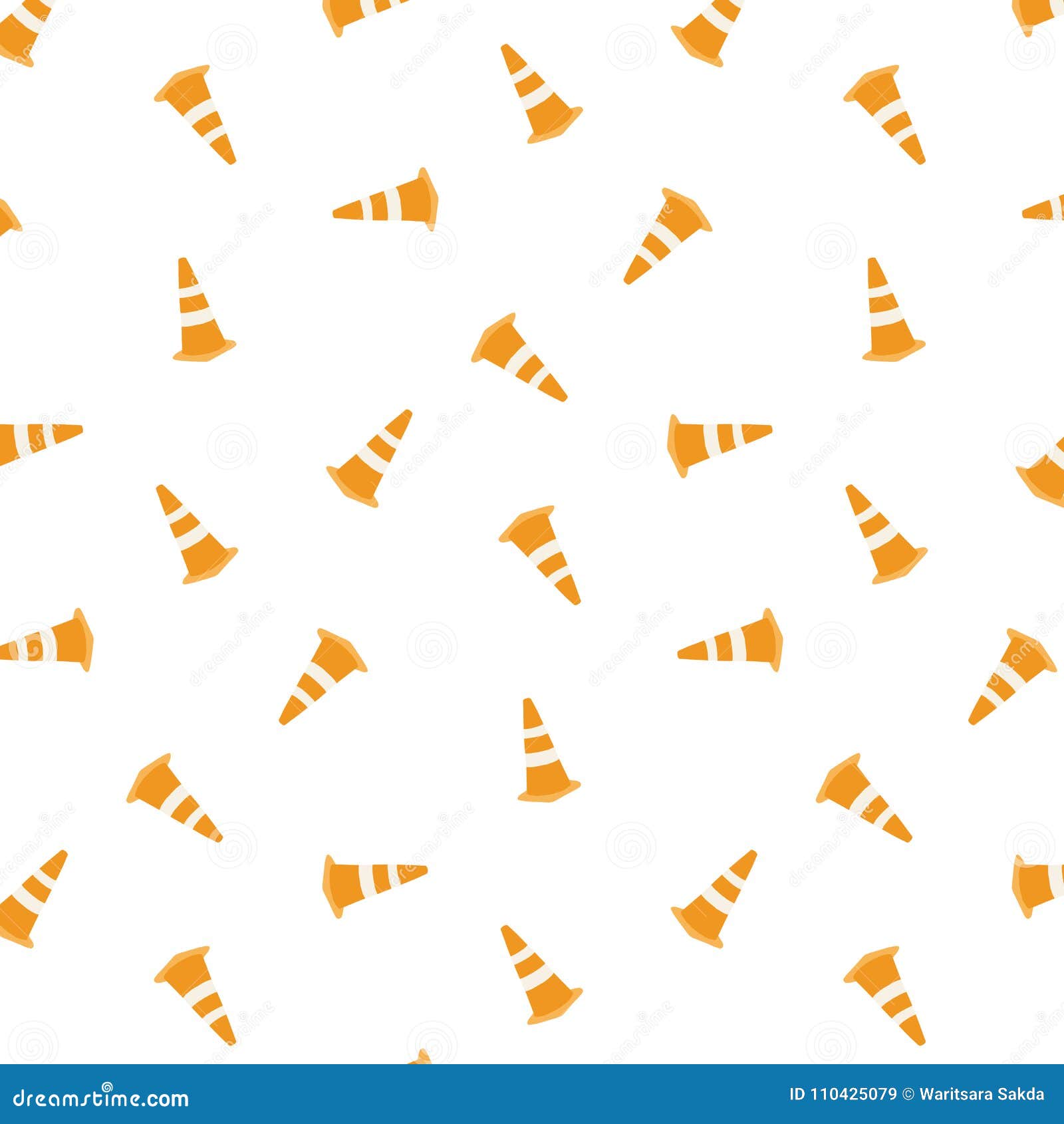 Hand Drawn Vector Illustration of Traffic Cone Pattern on White ...