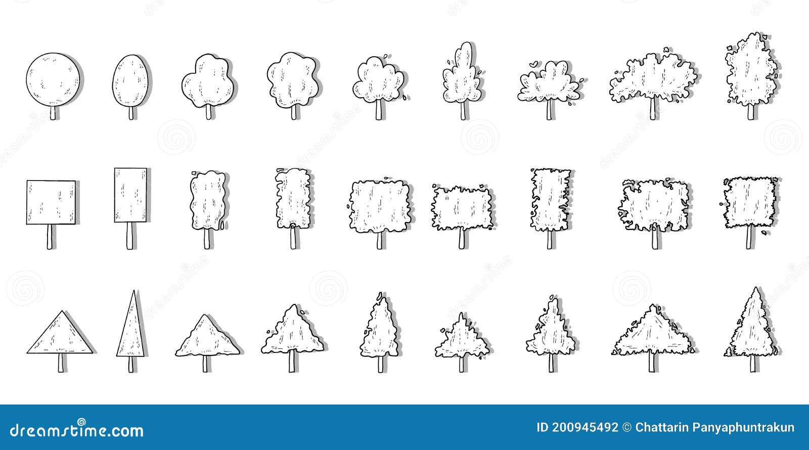 Hand Drawn Vector Illustration of Tree Isolated on White Background ...
