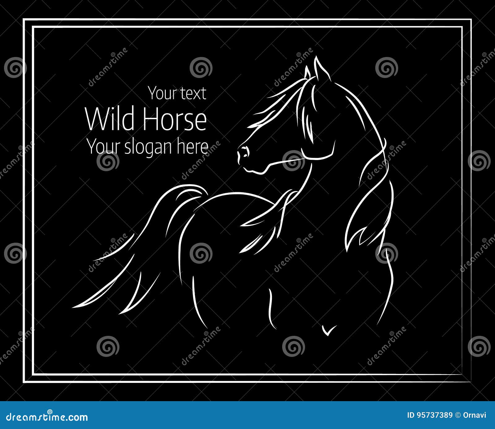 Hand Drawn Vector Illustration of Wild Horse Stock Vector ...